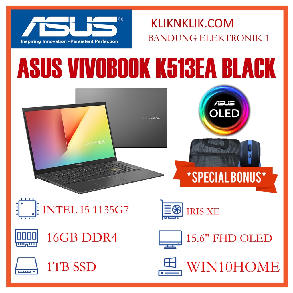 Jual LAPTOP ASUS OLED VIVOBOOK K513EA INTEL CORE i5 1135G7 16GB 1TB SSD ...