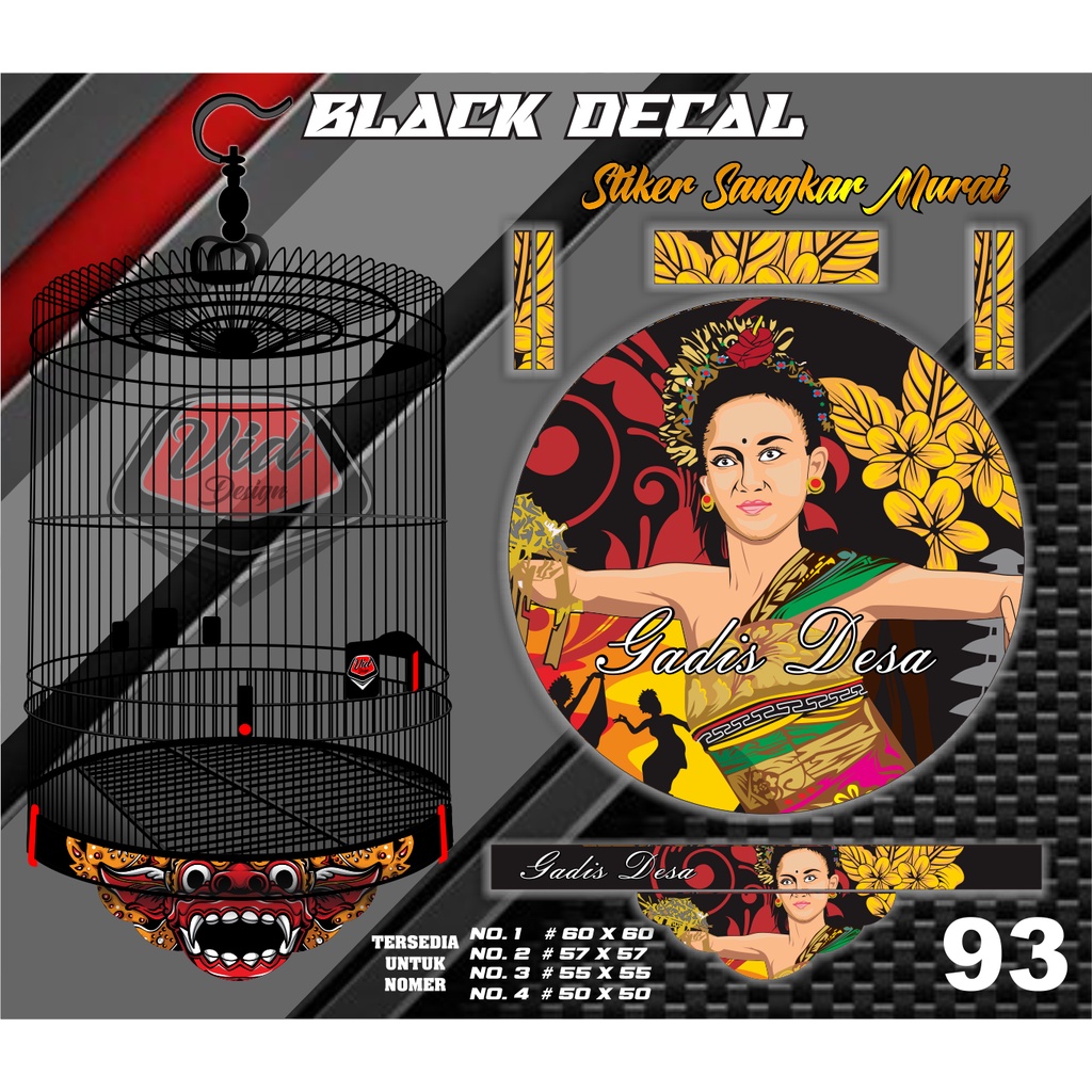 Jual Stiker Decal Sangkar Murai Tebok Bulat Motif Gadis Desa No 1 2 3 4 ...