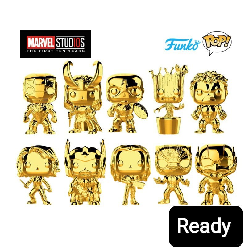 Jual Funko POP! Marvel Studios - Gold Chrome - Marvel Anniversary Iron Man Loki Groot Captain ...