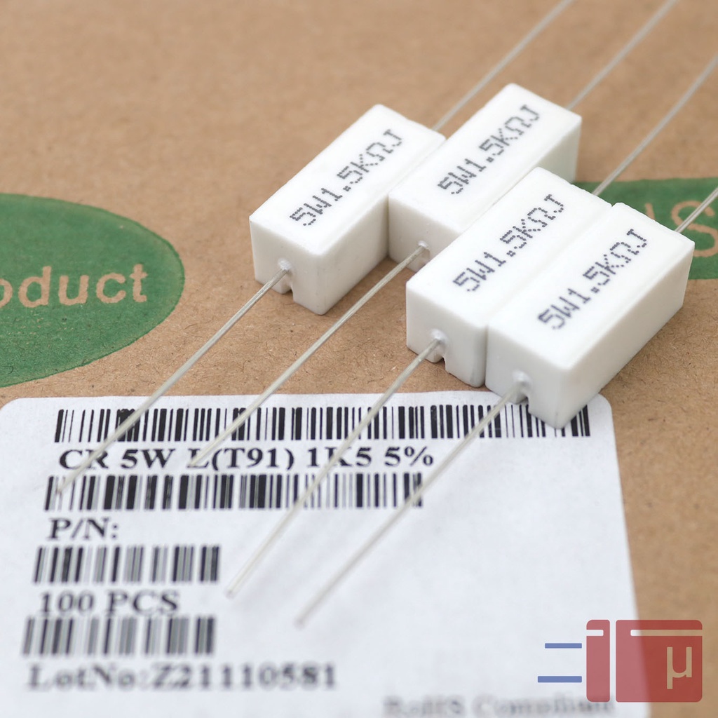 Jual Resistor Kapur 1K5 1.5K 5W Taiwan Kaki Tembaga | Shopee Indonesia