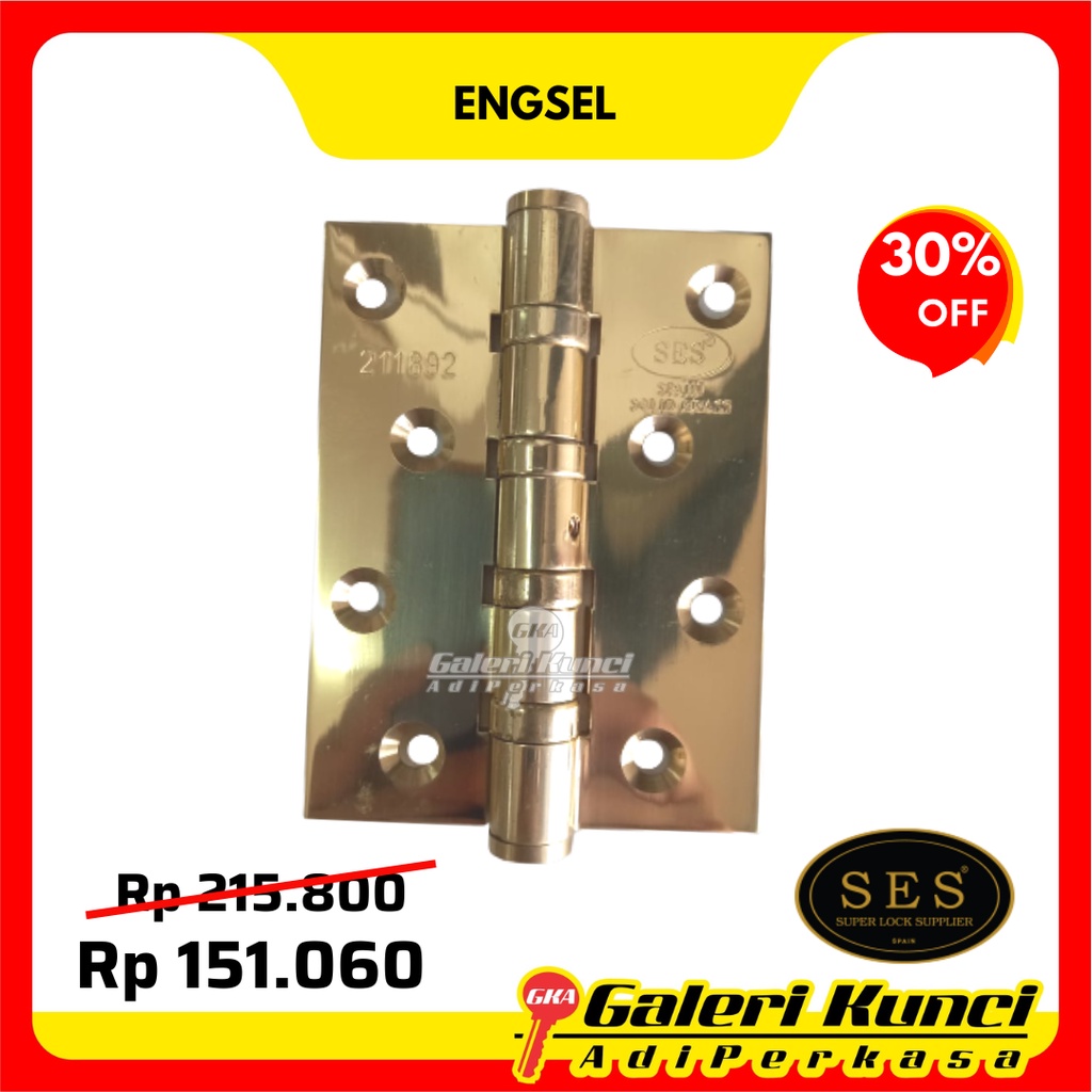 Jual Engsel Pintu SES 4X3,5MM BRASS Engsel Pintu Engsel Kuningan ...