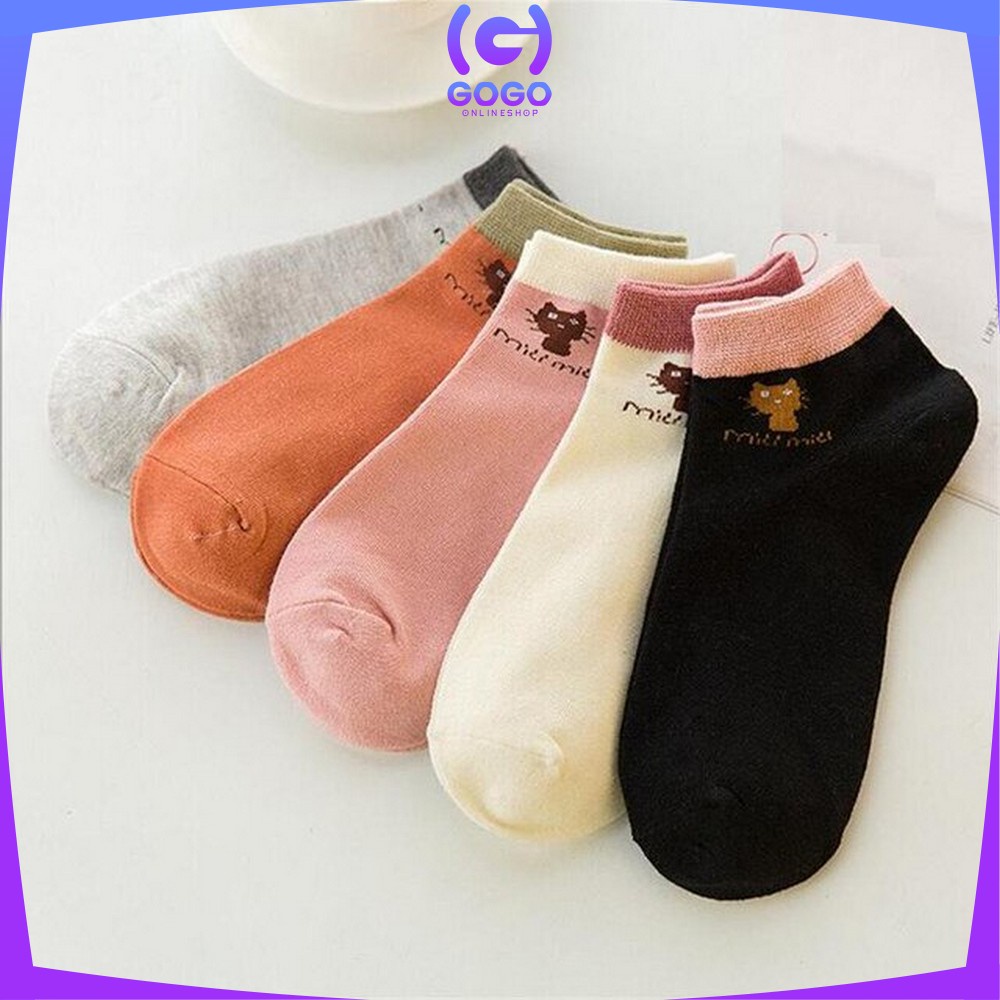 Jual GOGO-P119 Kaos Kaki Semata Kaki Wanita Motif Kucing Cat Ankle ...