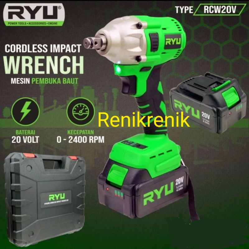 Jual Ryu Tekiro Mesin Cordless Impact Wrench 20 V RCW 20V 20 Volt Pembuka Baut Baterai 1/2" 320 ...
