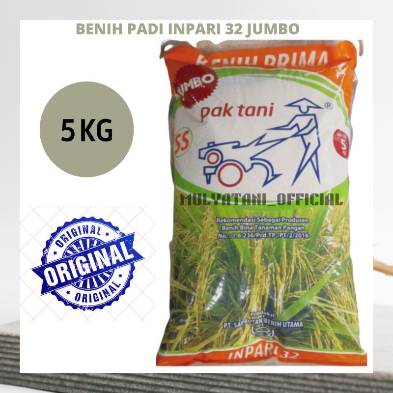 Jual Bibit Benih Padi Inpari 32 Jumbo Prima Saprotan Utama Pak Tani 5 KG Original | Shopee Indonesia