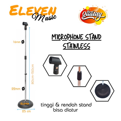 Jual Microphone Stand Stand Mic Panggung Bulat Stainless | Shopee Indonesia