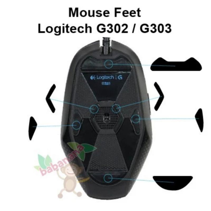 Jual Mouse feet Logitech G302 G303 rubber replacement alas glide putih | Shopee Indonesia