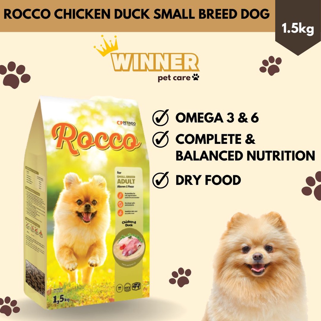 Jual Rocco Chicken Duck Small Breed Adult Dog Food Freshpack 1.5kg ...