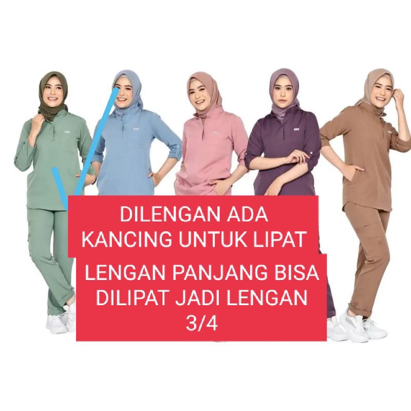 Jual Seragam Scrub Perawat lengan panjang+Baju Jaga medis+Baju Ok Oka ...