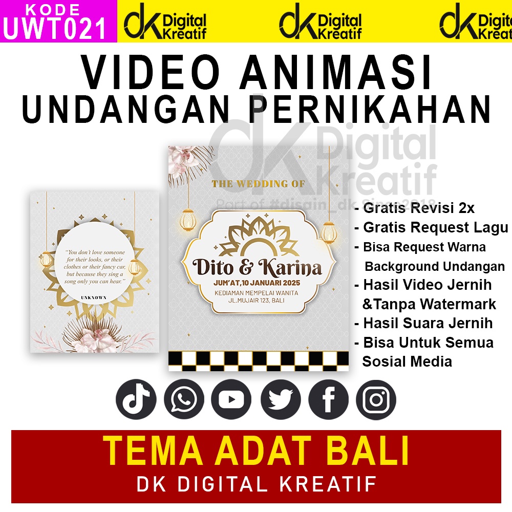 Jual Undangan Pernikahan Online Tema Adat Bali DK Digital Kreatif KODE ...
