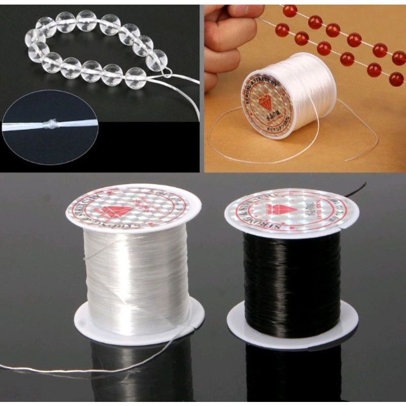 Jual Tali Benang Karet Elastis - Bahan Gelang - Senar Gepeng - 1 Rol ...