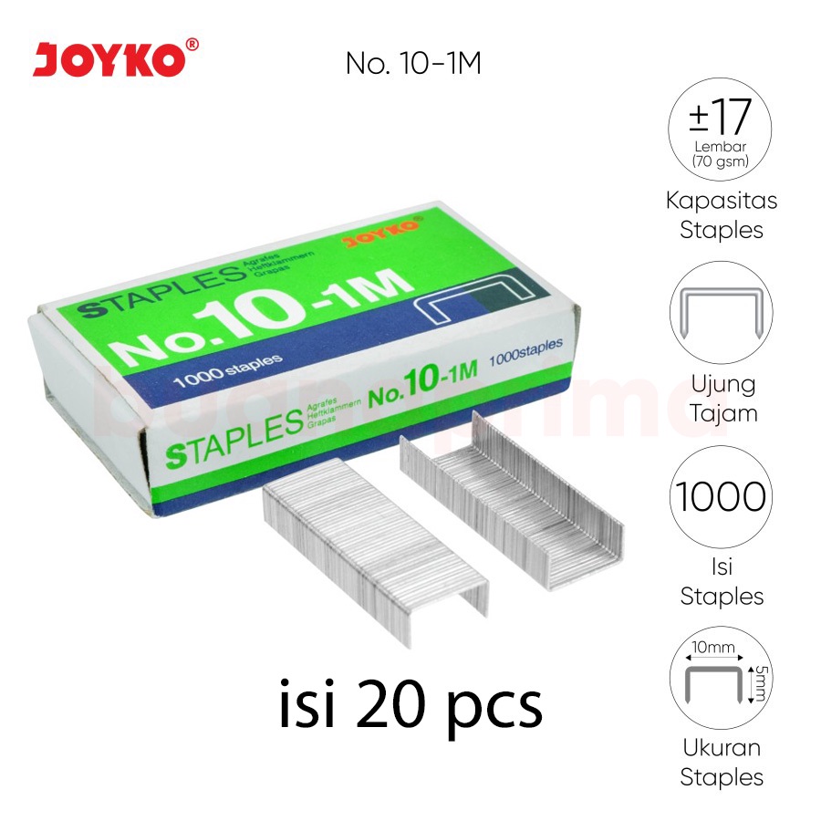 Jual ISI STAPLER JOYKO No 10 isi 20 pcs Anak Staples Hijau Hekter | Shopee Indonesia