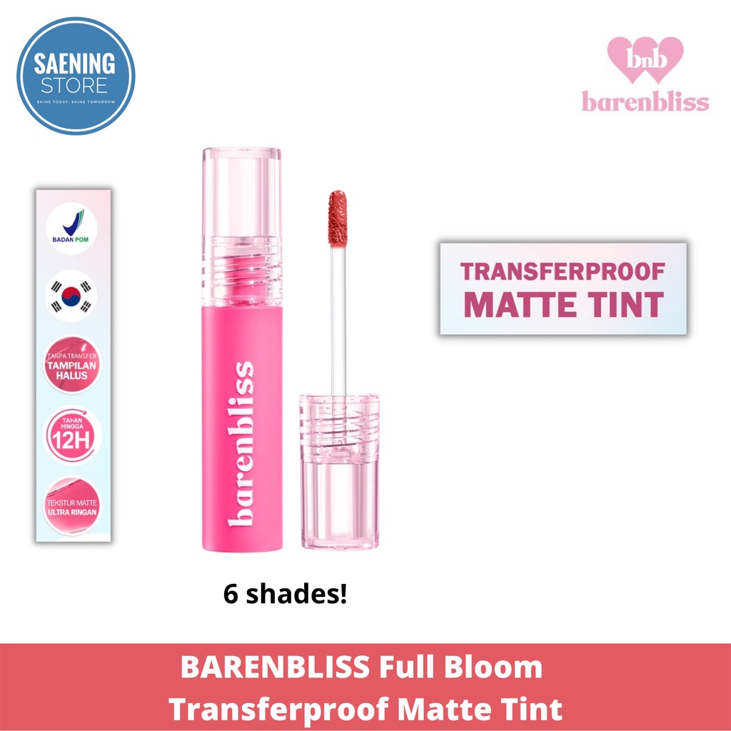 Jual BNB barenbliss Korean Bloomatte Full Bloom Transferproof Matte Tint LONGLAST 12H ...