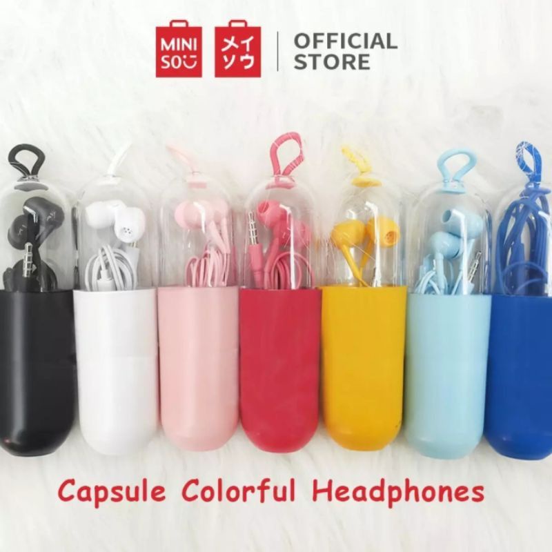 Jual Miniso official capsule colorful music headphones / earphone ...