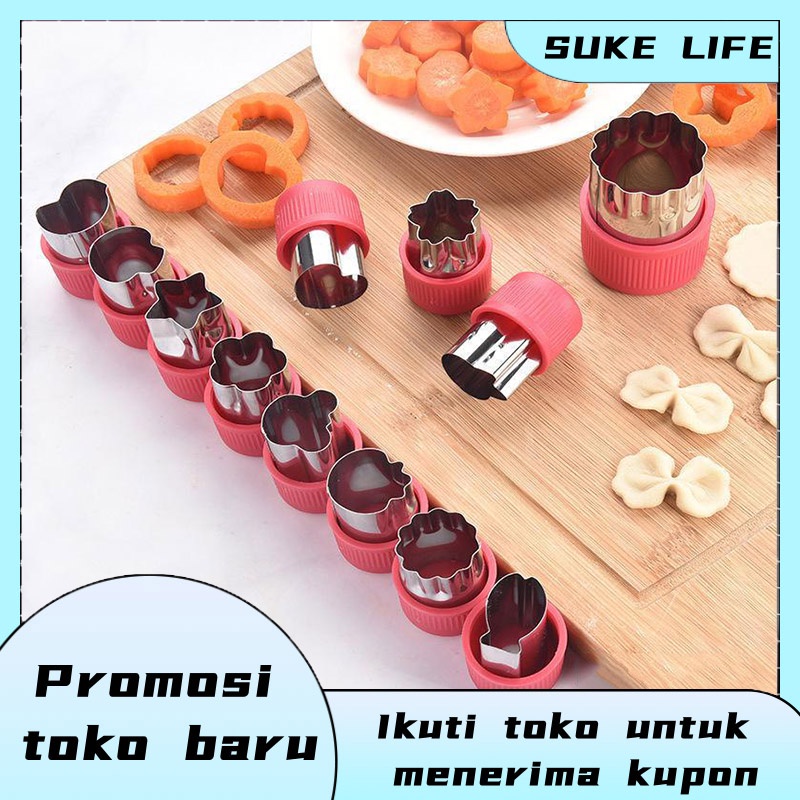 Jual 12Pcs Cetakan Pemotong Sayuran Wortel Timun Buah Bahan Stainless ...