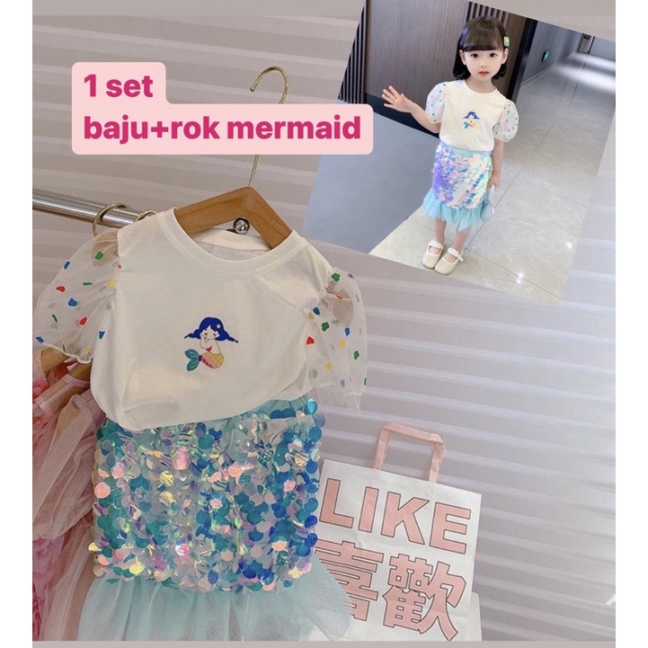 Jual SET BAJU MERMAID IMPOR ANAK PEREMPUAN KOSTUM MERMAID / SET BAJU ...