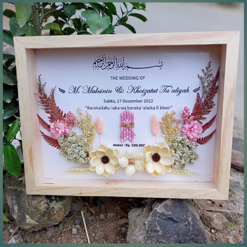 Jual Bingkai Foto Mahar Pernikahan Rustik Rustic Simple Ukuran 25x35cm ...