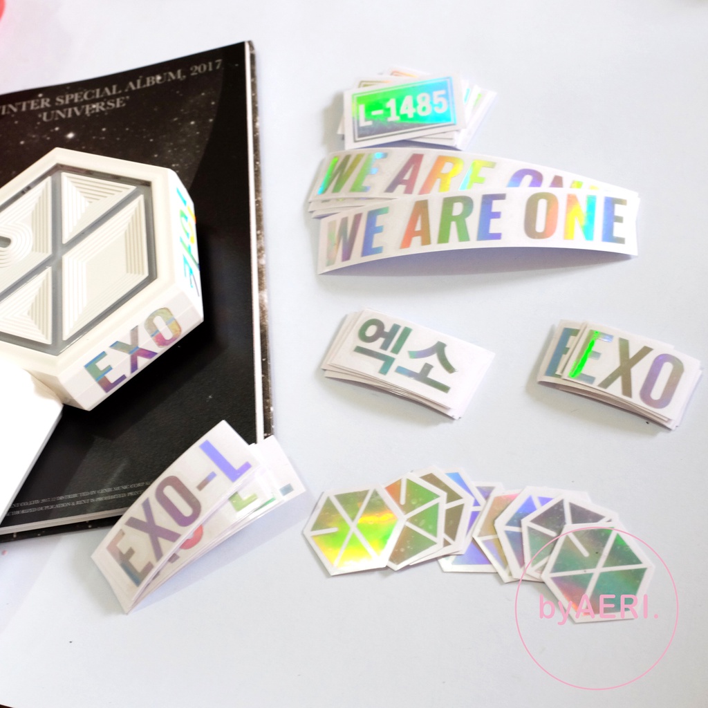 Jual EX O HOLOGRAM CUTTING STICKER (LOGO, POWER ORBS, HANGUL, DLL ...