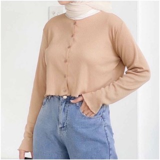 Jual CARDIGAN CROP RAJUT KOREAN OOTD MODEL KANCING RIB MODELLANO ...