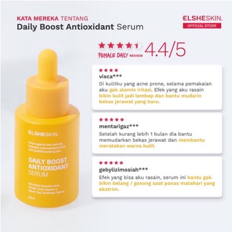 Jual ElsheSkin Daily Boost Antioxidant Serum Vitamin C | Shopee Indonesia