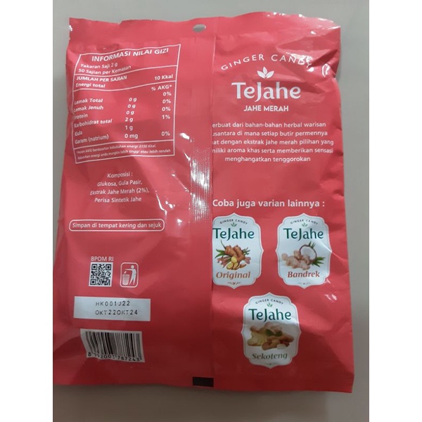 Jual Permen Tejahe Jahe Merah Original 50 butir 100% Menghangatkan ...