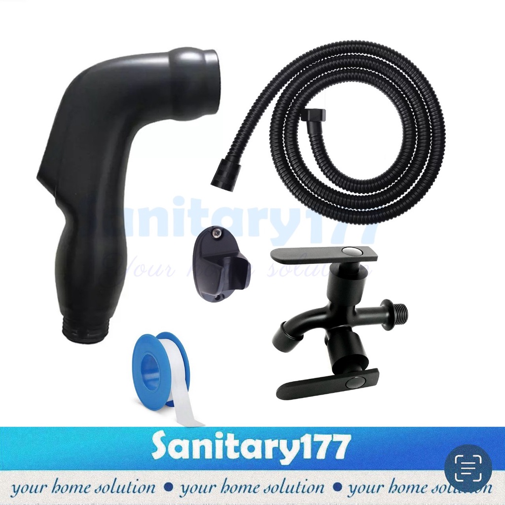 Jual Paket Jet shower bidet Hitam 98F & stop kran stainless hitam ...