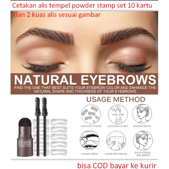 Jual Cetakan alis tempel powder stamp set 10 kartu dan 2 kuas alis ...