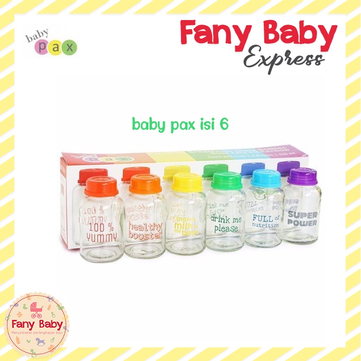 Jual BABY PAX BOTOL KACA ASI RAINBOW (6 PCS) / 150ML | Shopee Indonesia
