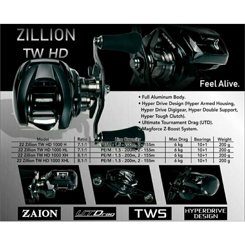 Jual REEL BC DAIWA ZILLION TW HD 2022 1000H/1000HL/1000XH/1000XHL ...