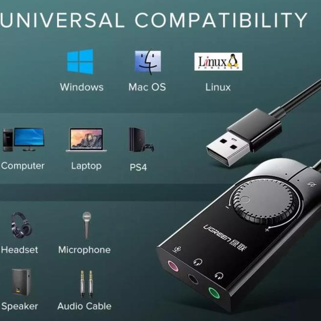 Jual Ugreen Soundcard USB to Aux Audio Mic - Ugreen USB Sound Card ...