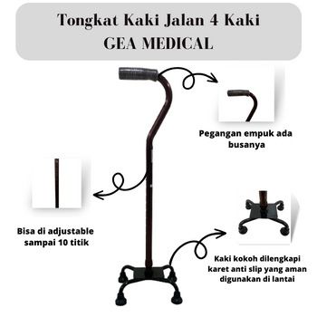 Jual Tongkat Model Leher Angsa Kaki 4 Manula Jalan Merek Gea Medical ...