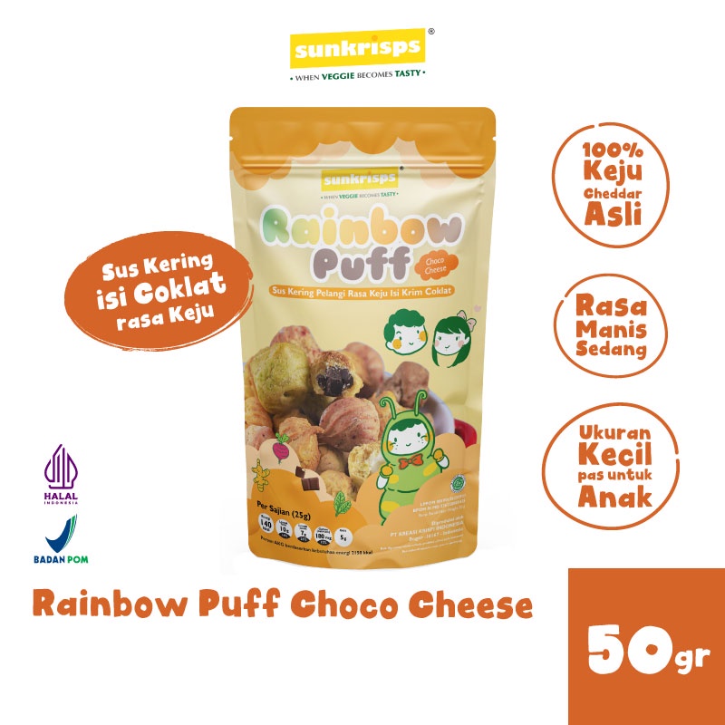 Jual [BUY1GET1] Rainbow Puff Choco Cheese | Sus Kering Pelangi Cokelat ...