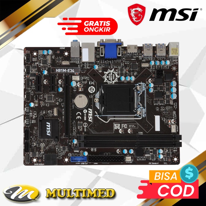 Jual Paket Motherboard Mainboard Mobo LGA 1150 H81 DDR3 + Core I3 4130 + FAN | Shopee Indonesia