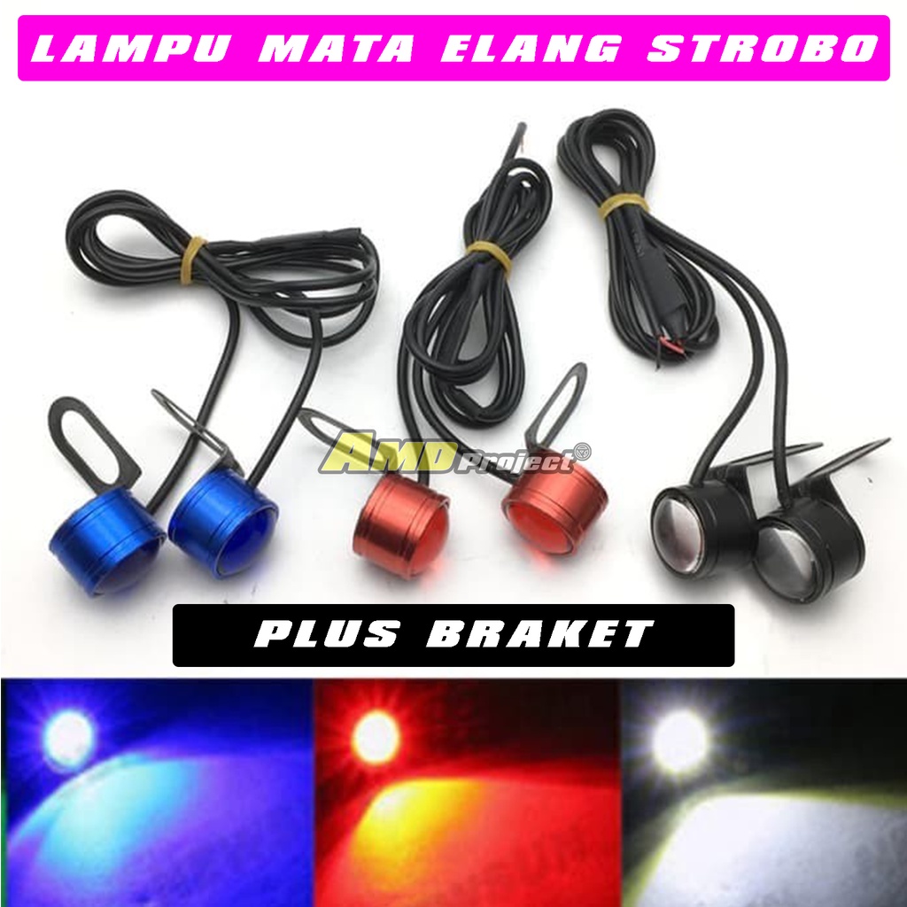 Jual Sepasang Lampu Mata Elang Flash Eagle Eye Led Kedip 3 Mode Plus Braket | Shopee Indonesia