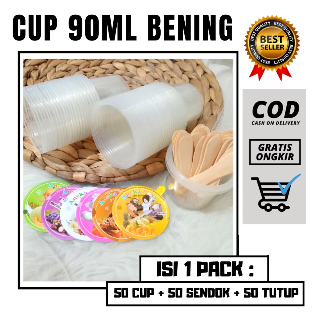Jual CUP ES KRIM 90ML BENING PAKET ES KRIM CUP WADAH ICE CREAM CAP ...