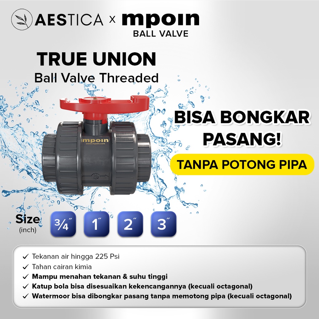 Jual Ball Valve StopKran/Keran Watermur 2 & 3 INCH PVC MPOIN True Union ...