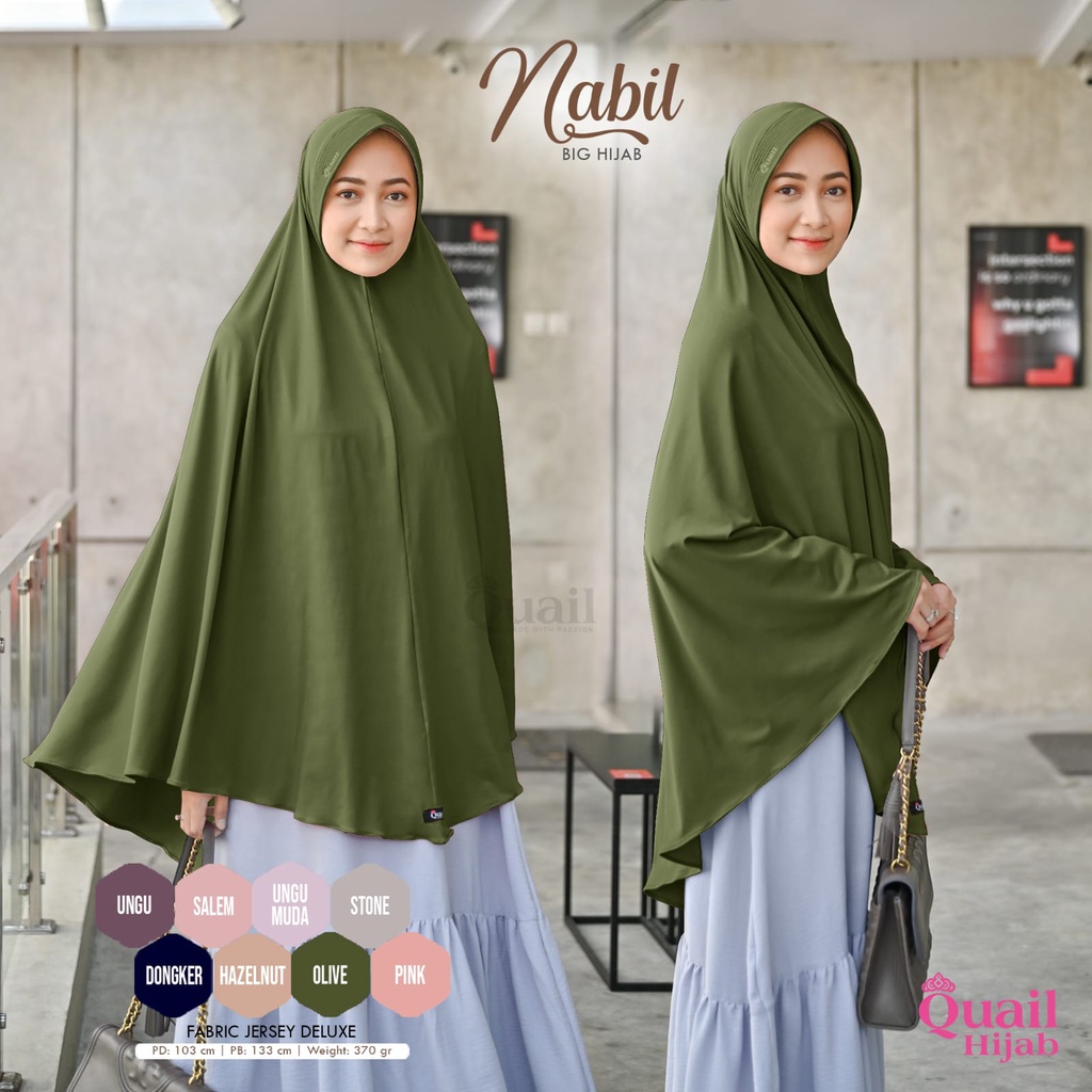 Jual Nabil Big Hijab Original Quail Hijab Instan Wanita Jilbab Fabric ...