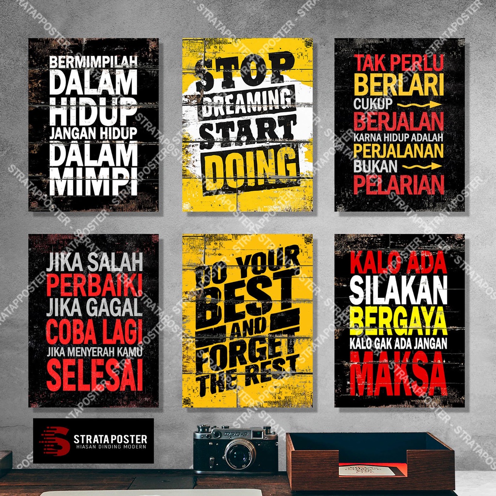 Jual Poster motivasi Hiasan dinding kata kata Dekorasi ruangan Wall ...