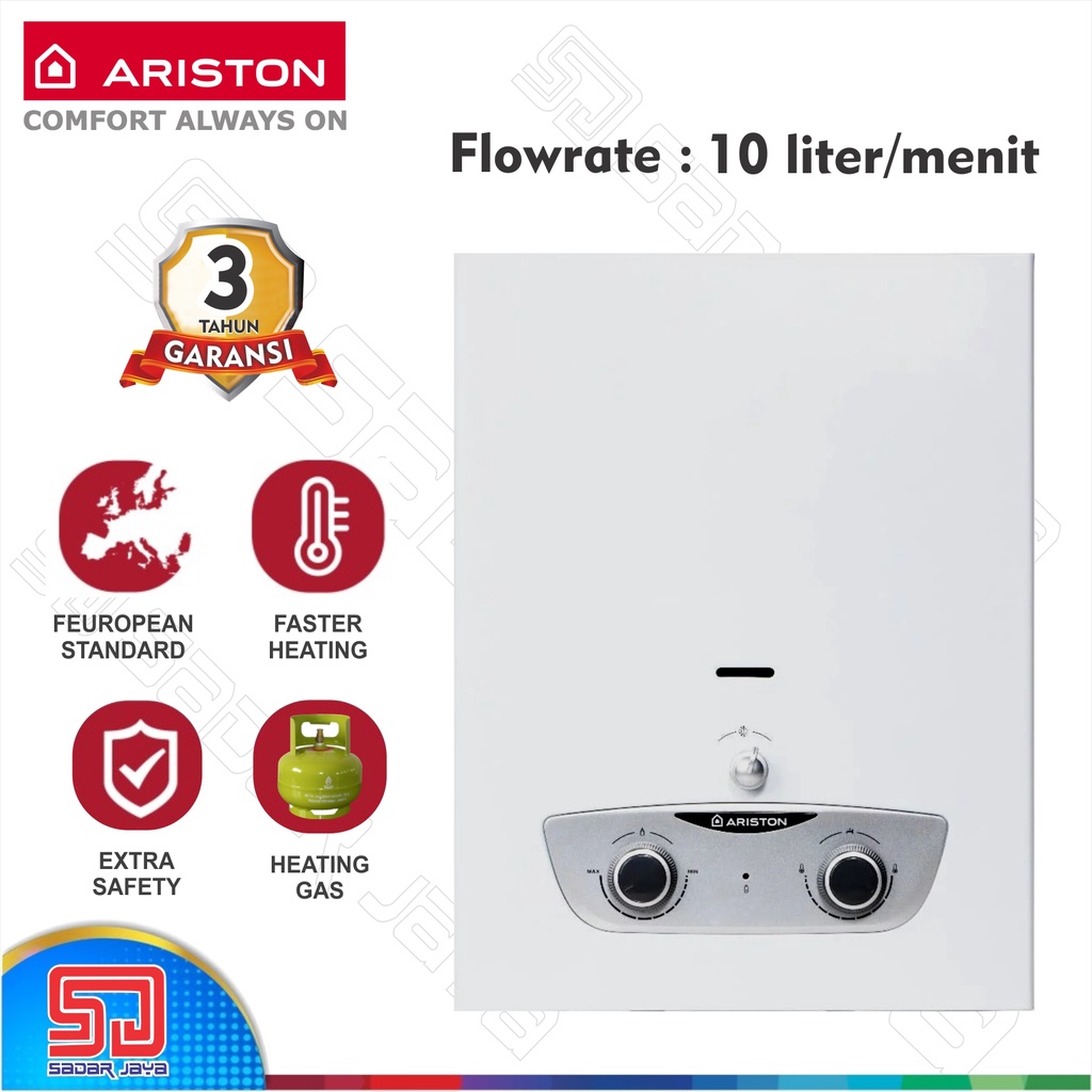Jual Ariston Fast R 10 liter /menit Instan Water Heater Gas LPG Pemanas ...