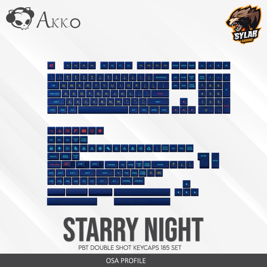 Jual Akko Starry Night PBT Double Shot Keycaps 185 set OSA Profile ...