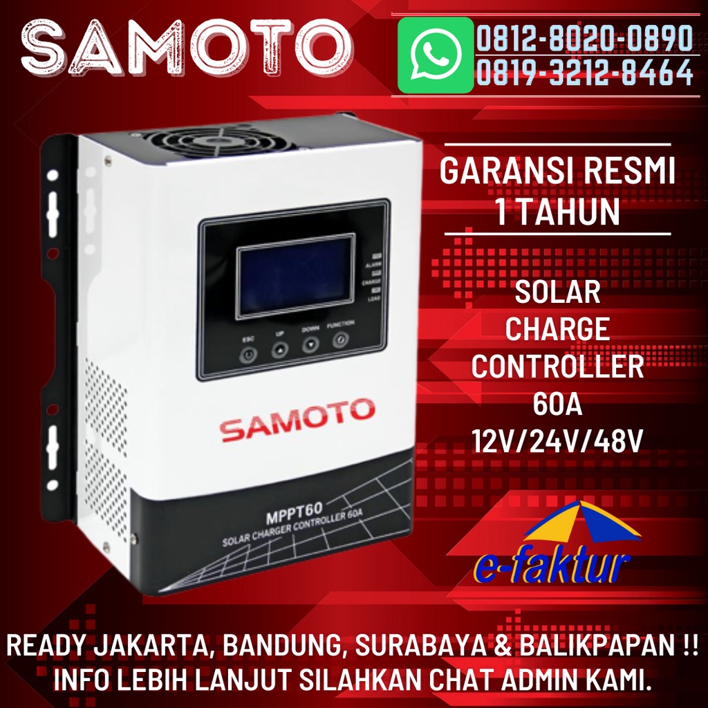 Jual MPPT SOLAR CHARGER CONTROLLER SAMOTO 60A 12V/24V/48V | Shopee ...