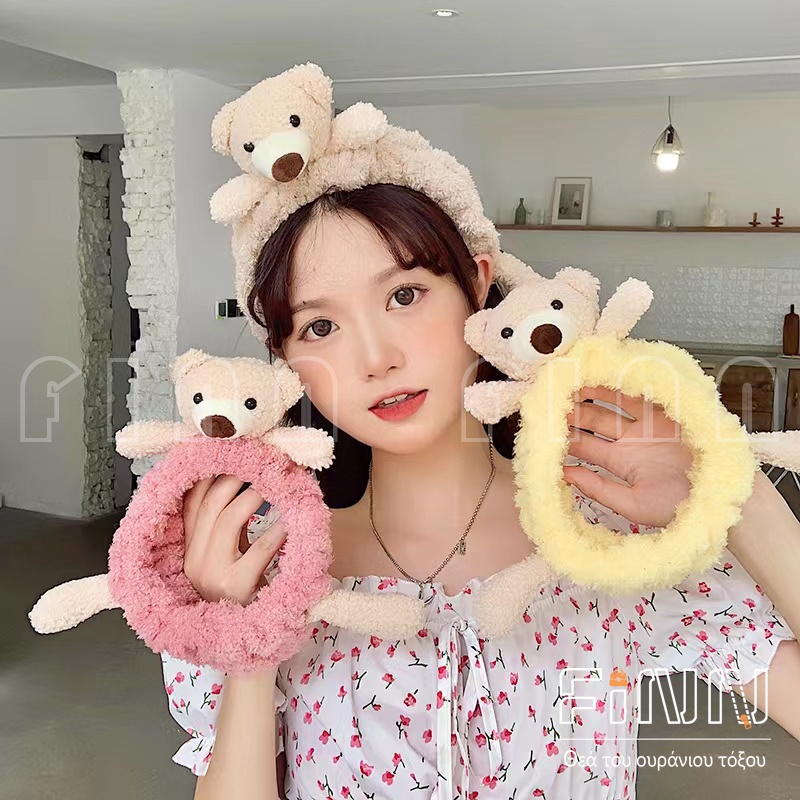 Jual Bandana Premium Fluffy Bear Headband / Bandana Beruang - Bando ...