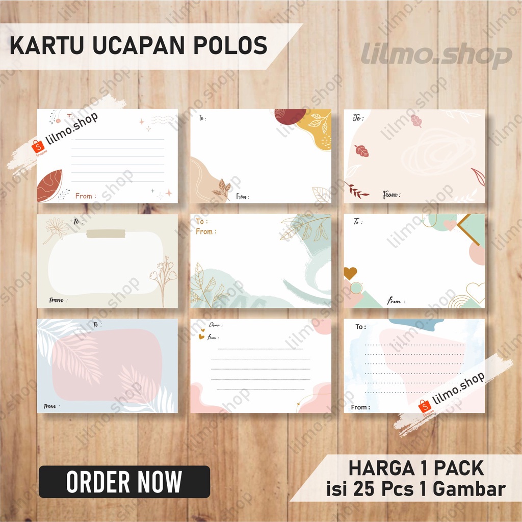 Jual (HARGA 1 PACK ISI 25 Pcs) Kartu Ucapan Polos, Greeting Card, Blank ...