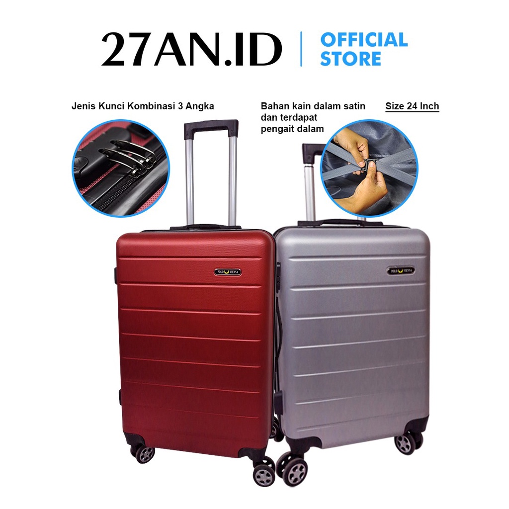 Jual (27AN.ID) Koper Fiber Travel Ukuran 24 Inch Roda 4 putar 360 ...