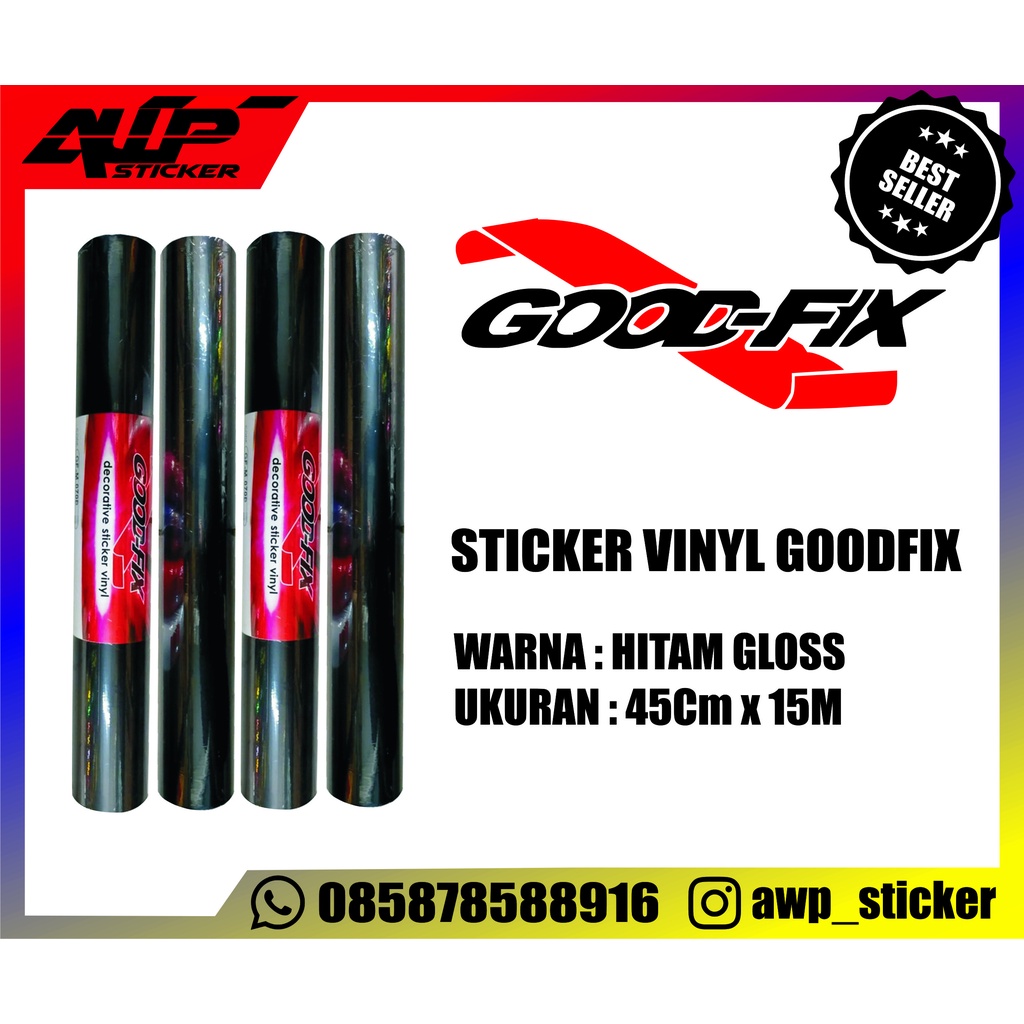 Jual Bahan Sticker Stiker Vinyl Merk Good Fix Hitam Glossy | Shopee ...