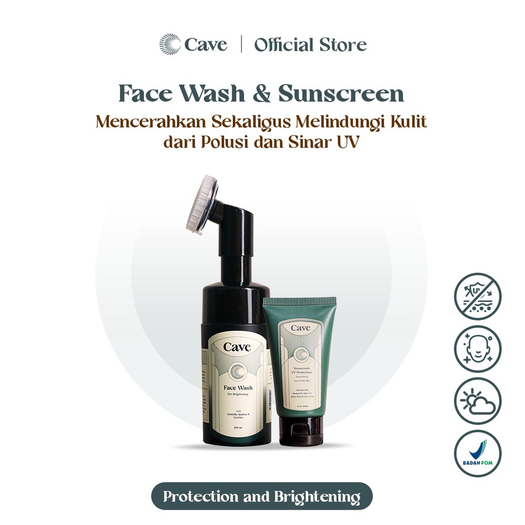 Jual CAVE Face Wash For Brightening + Sunscreen UV Protection | Shopee ...