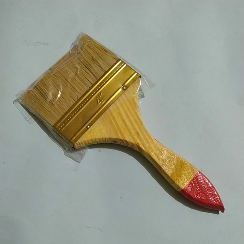 Jual Kuas cat tembok/ kuas cat gagang kayu tebal ukuran 4 inchi, harga ...
