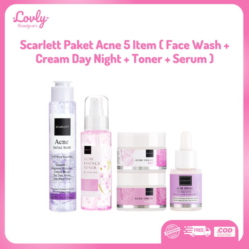 Jual SCARLETT PAKET ACNE (5 ITEM & 4 ITEM) | Shopee Indonesia