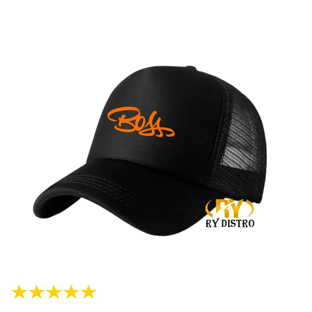 Jual Ry Style - Topi Trucker - Topi Jaring Boss Motif Orange - Topi ...