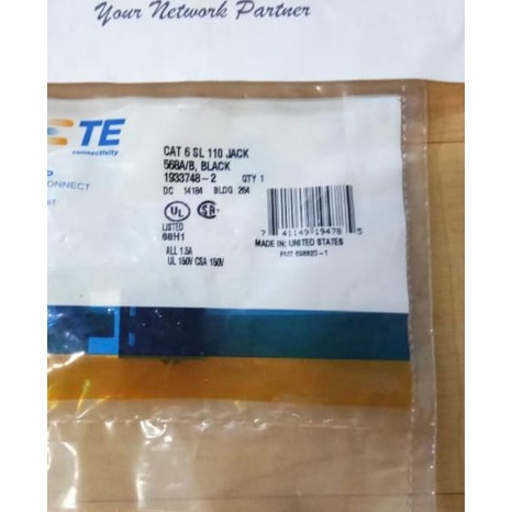 Jual AMP Modular Jack Cat 6 / cat6 Black Original / COMMSCOPE | Shopee ...