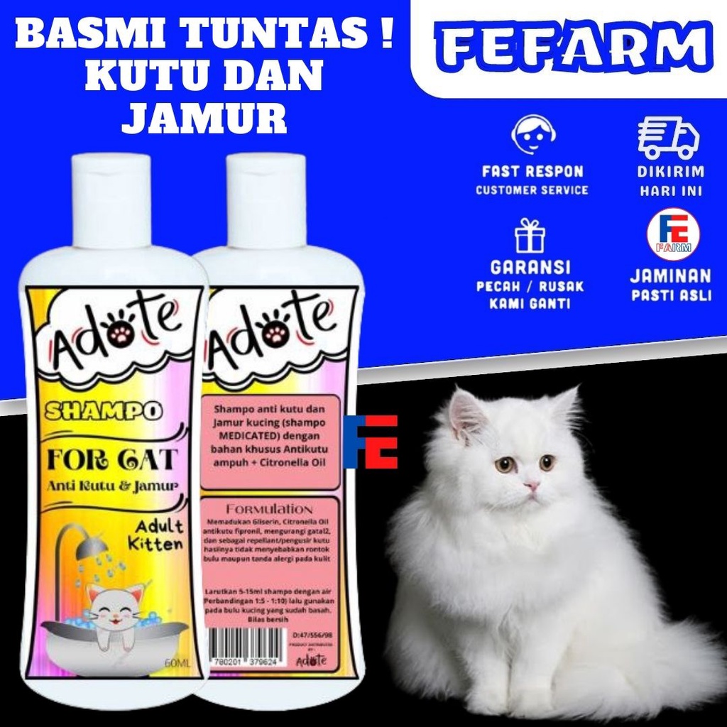 Jual Shampo Sampo Kucing Anti Kutu & Jamur ADOTE FEFARM | Shopee Indonesia